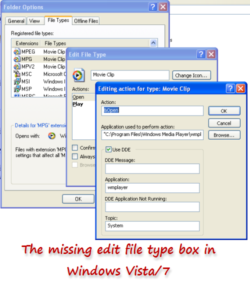 Bring back File Type Association and Edit File Type option in Windows 7